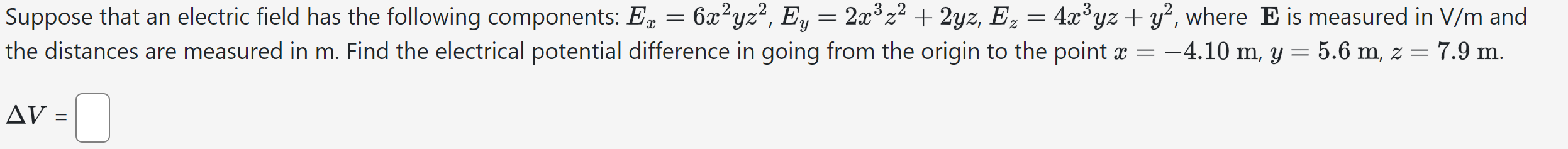 Solved Suppose that an electric field has the following | Chegg.com