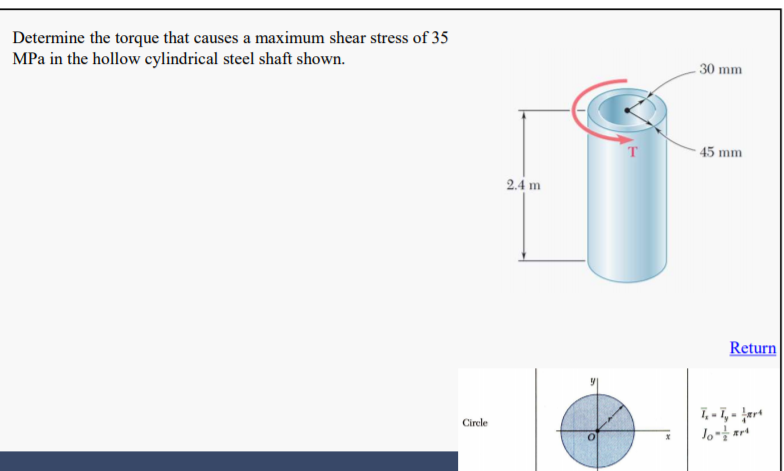 Solved Determine the torque that causes a maximum shear | Chegg.com