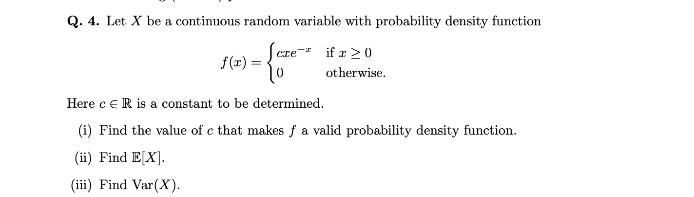 Solved Q 4 ﻿let X Be ﻿a Continuous Random Variable With 2201