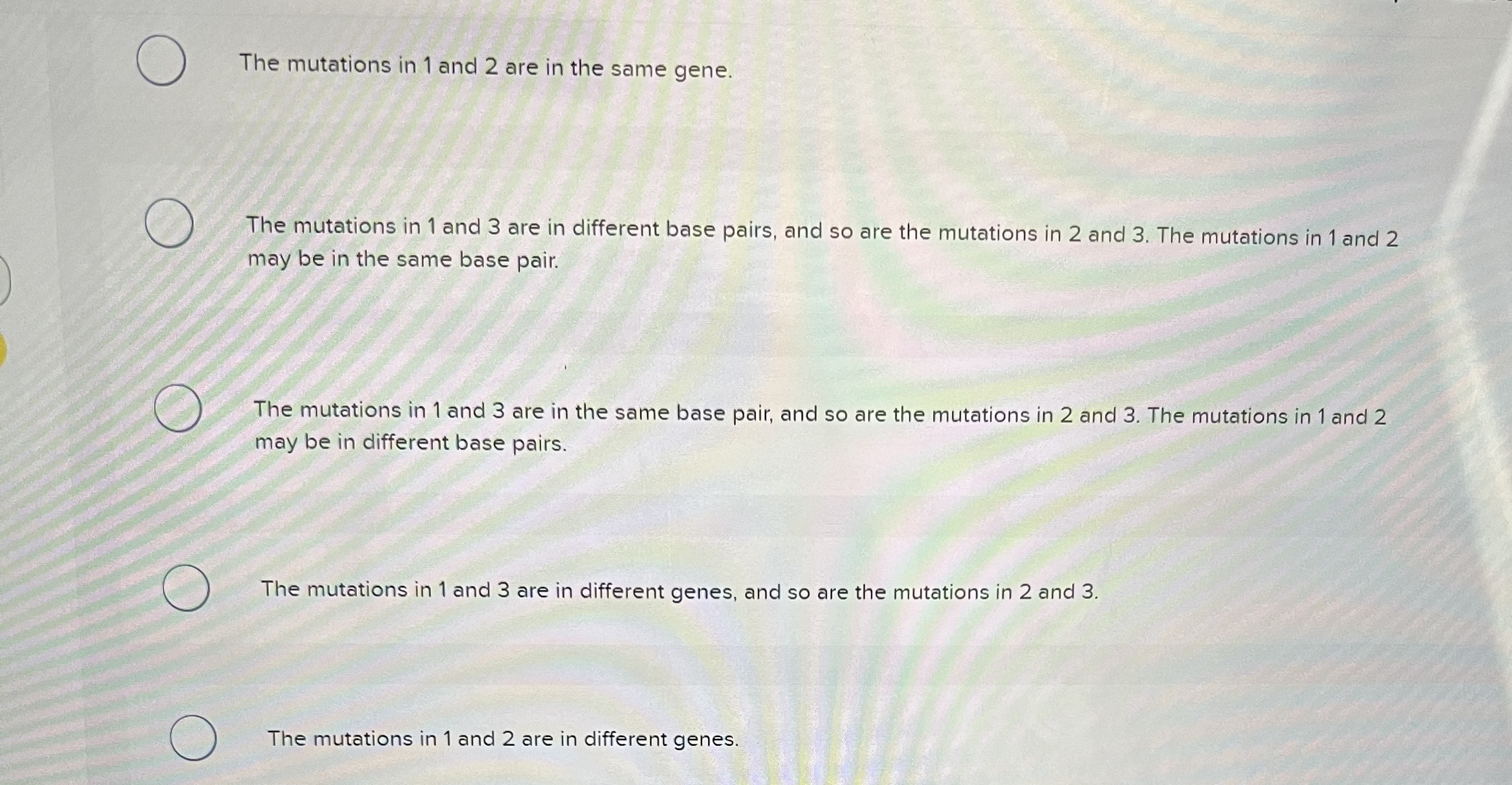 Solved The mutations in 1 and 2 are in the same gene. The | Chegg.com