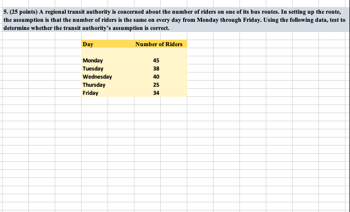 Solved 5. (25 ﻿points) ﻿A regional transit authority is | Chegg.com