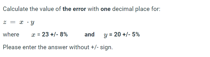 Solved Calculate the value of the error with one decimal | Chegg.com
