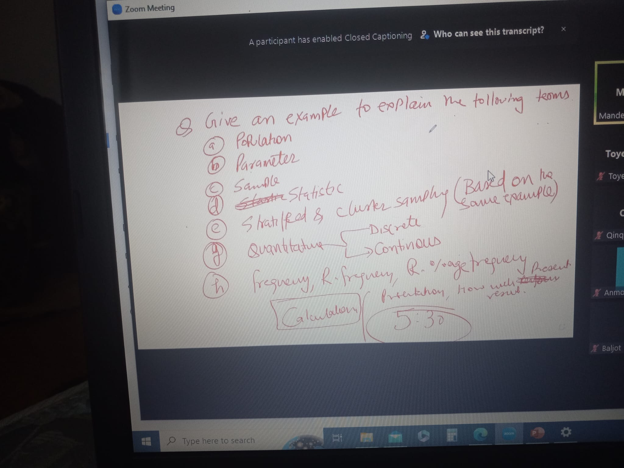 Solved A participant has enabled Closed Captioning \&. Who | Chegg.com