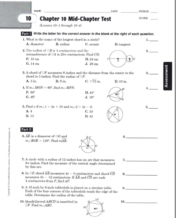 Solved NAME DATE PERIOD 10 Chapter 10 Mid Chapter Test Chegg