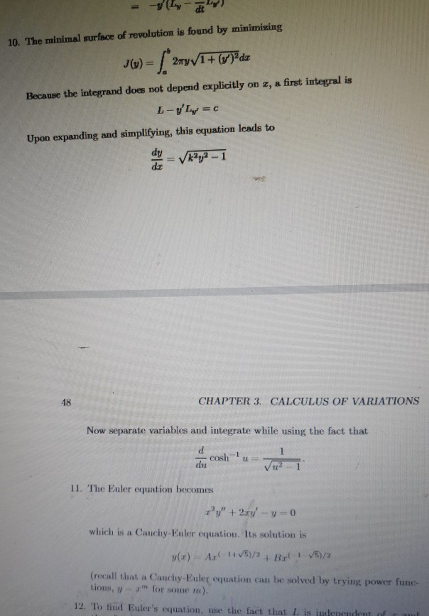 Solved In - dt catenol, the 10. Show that the minimal area | Chegg.com