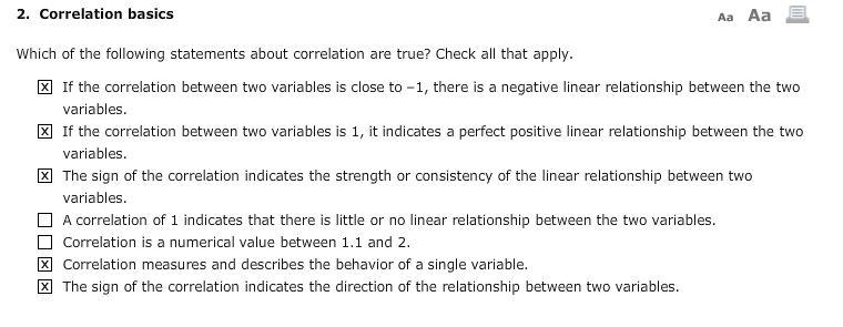 Solved 2. Correlation basics Aa Aa E Which of the following | Chegg.com