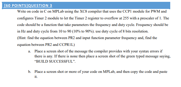 Solved 160 POINTS QUESTION 3 Write on code in Con MPLab | Chegg.com