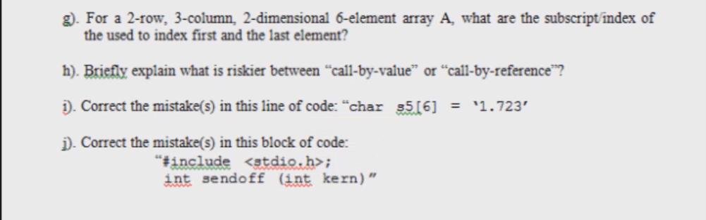 Solved g). For a 2-row, 3-column, 2-dimensional 6-element | Chegg.com