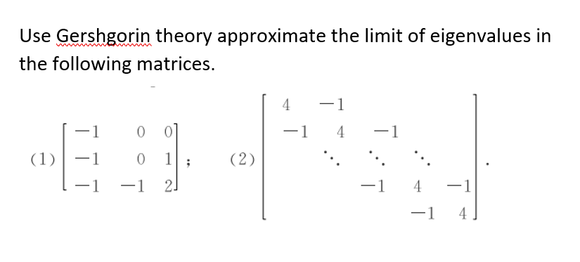 Solved Use Gershgorin theory approximate the limit of | Chegg.com