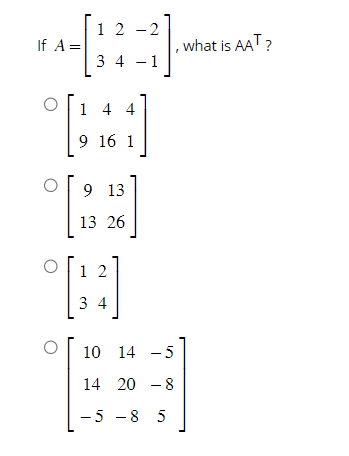 Solved If A equals open square brackets table row 1 2 cell | Chegg.com