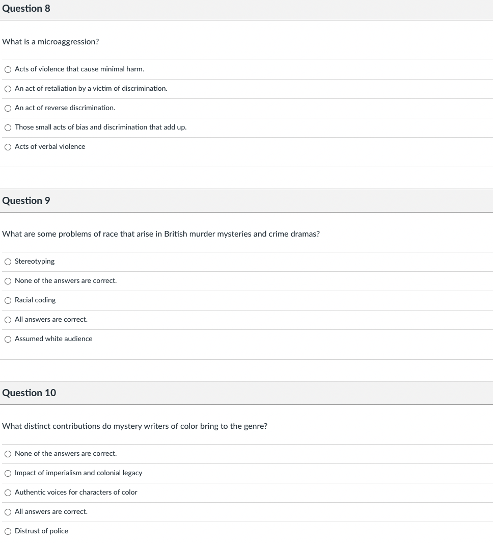 Solved Question 8 What is a microaggression? O Acts of | Chegg.com