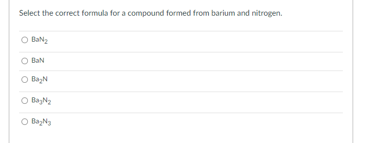 Solved Select the correct formula for a compound formed from | Chegg.com