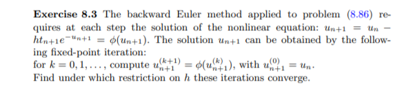 Exercise 8.3 The backward Euler method applied to | Chegg.com