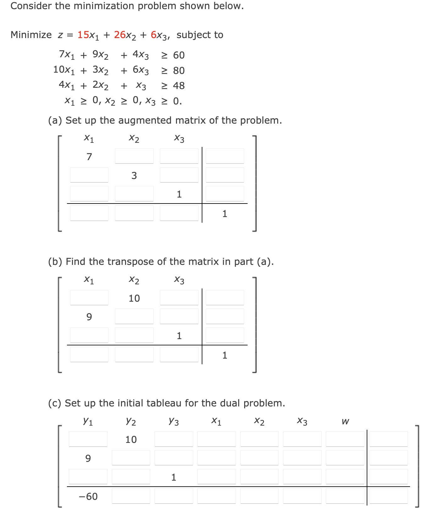 Solved Consider the minimization problem shown below. | Chegg.com