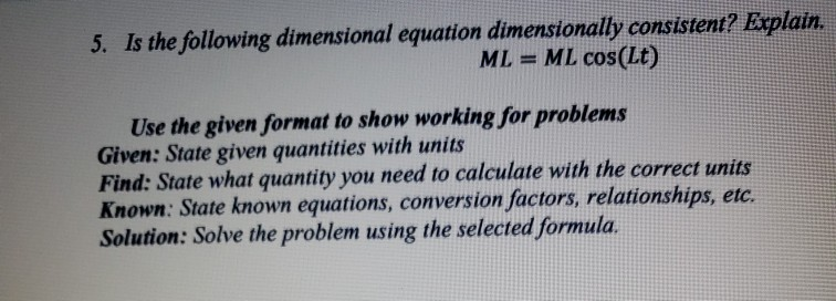 Solved Is the following dimensional equation dimensionally | Chegg.com