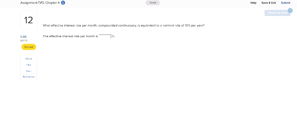 Solved Assignment-T#5. Chapter 4 A Seved Help Save & Exit | Chegg.com