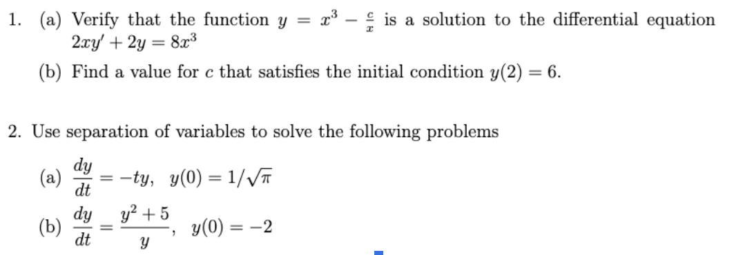 Solved (a) ﻿Verify that the function y=x3-cx ﻿is a solution | Chegg.com