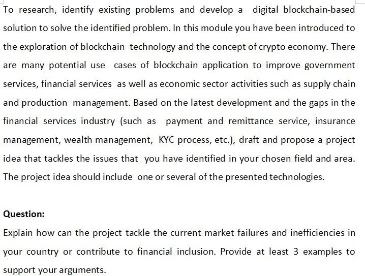 Solved To research, identify existing problems and develop a | Chegg.com
