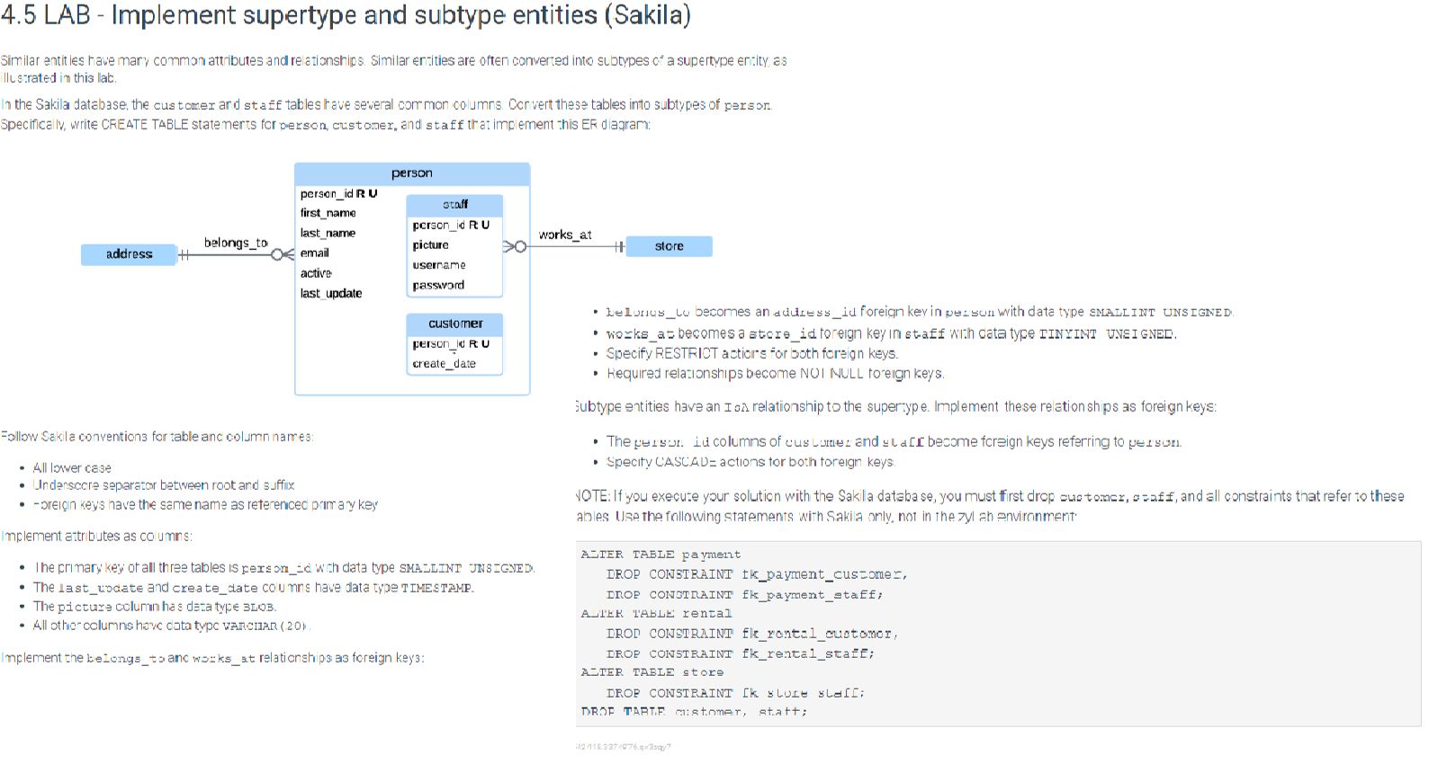 Solved 4.5 ﻿LAB - ﻿Implement supertype and subtype entities | Chegg.com