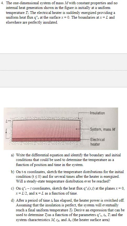 Solved The one-dimensional system of mass M with constant | Chegg.com