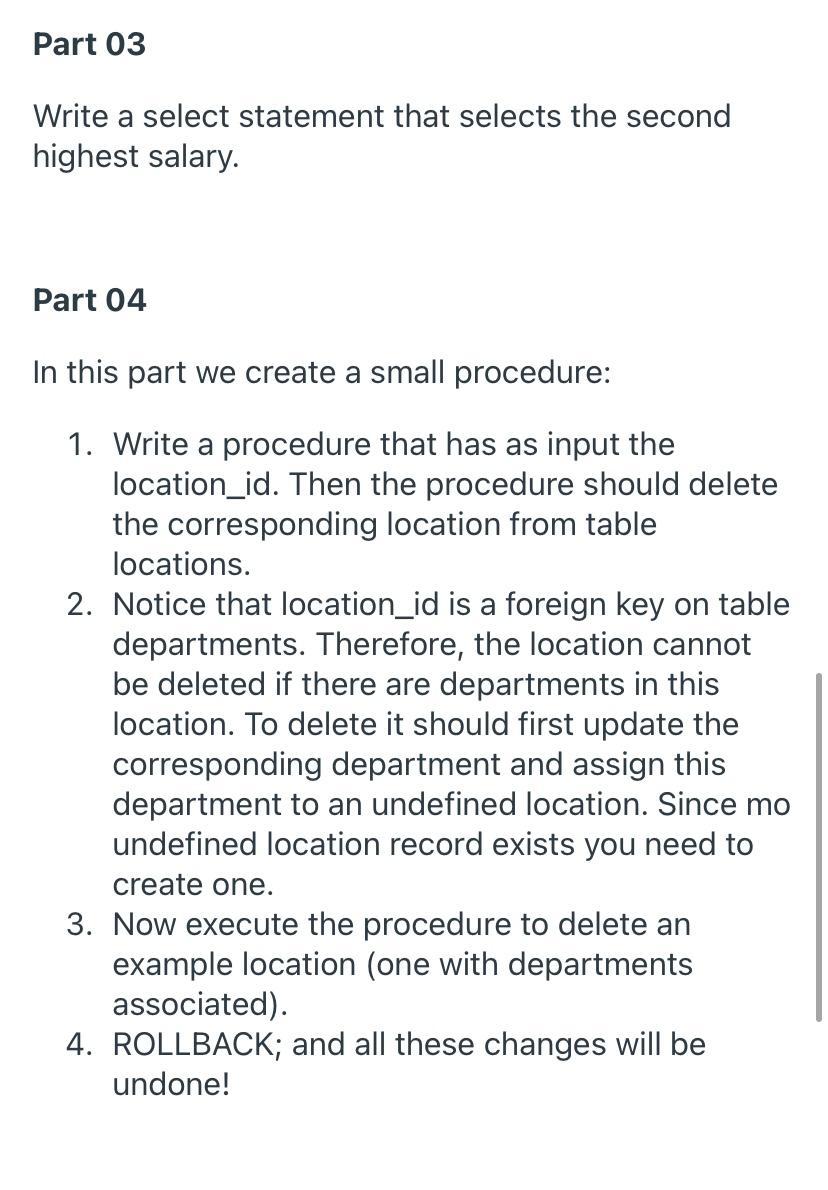 Solved Part 03 Write a select statement that selects the | Chegg.com