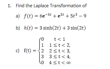 Solved Find the Laplace Transformation of a) | Chegg.com