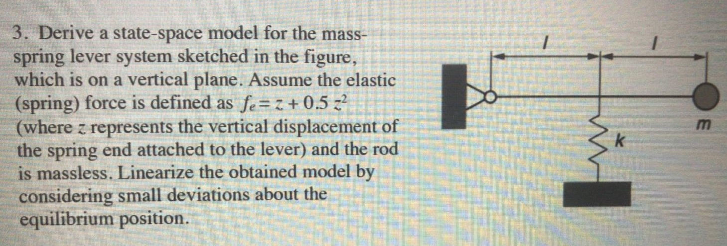 Solved 3. Derive a state-space model for the mass- spring | Chegg.com