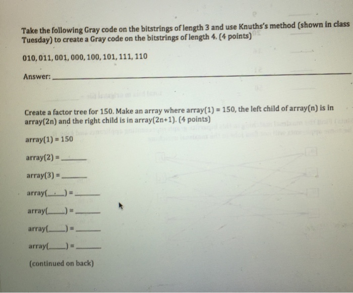 Solved Take the following Gray code on the bitstrings of | Chegg.com