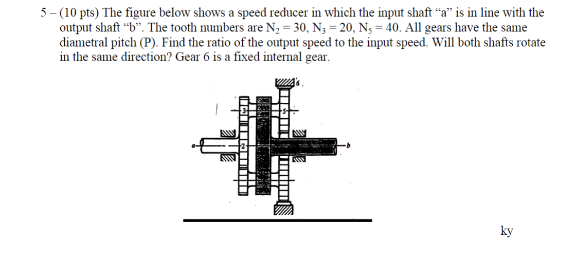 Solved 5 - (10 pts) The figure below shows a speed reducer | Chegg.com