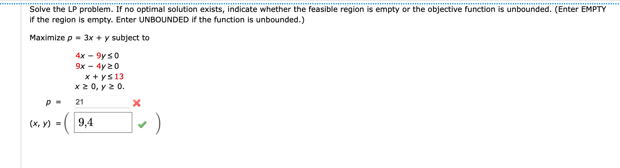 Solved Solve the LP problem. If no optimal solution exists, | Chegg.com