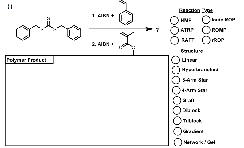 Solved (1) Polymer Product S 1. AIBN + 2. AIBN + के ? | Chegg.com