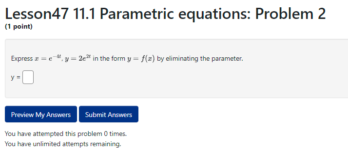 Solved Lesson47 11.1 Parametric equations: Problem 2 (1 | Chegg.com