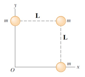 Solved Three objects of equal mass m = 3.4 × 109 kg are | Chegg.com