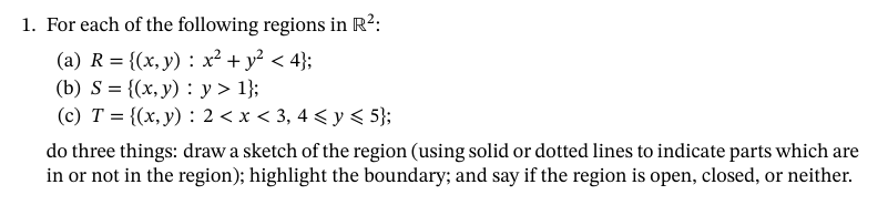 Solved 1. ﻿For each of the following regions in ℝ^2: (a) ﻿R | Chegg.com