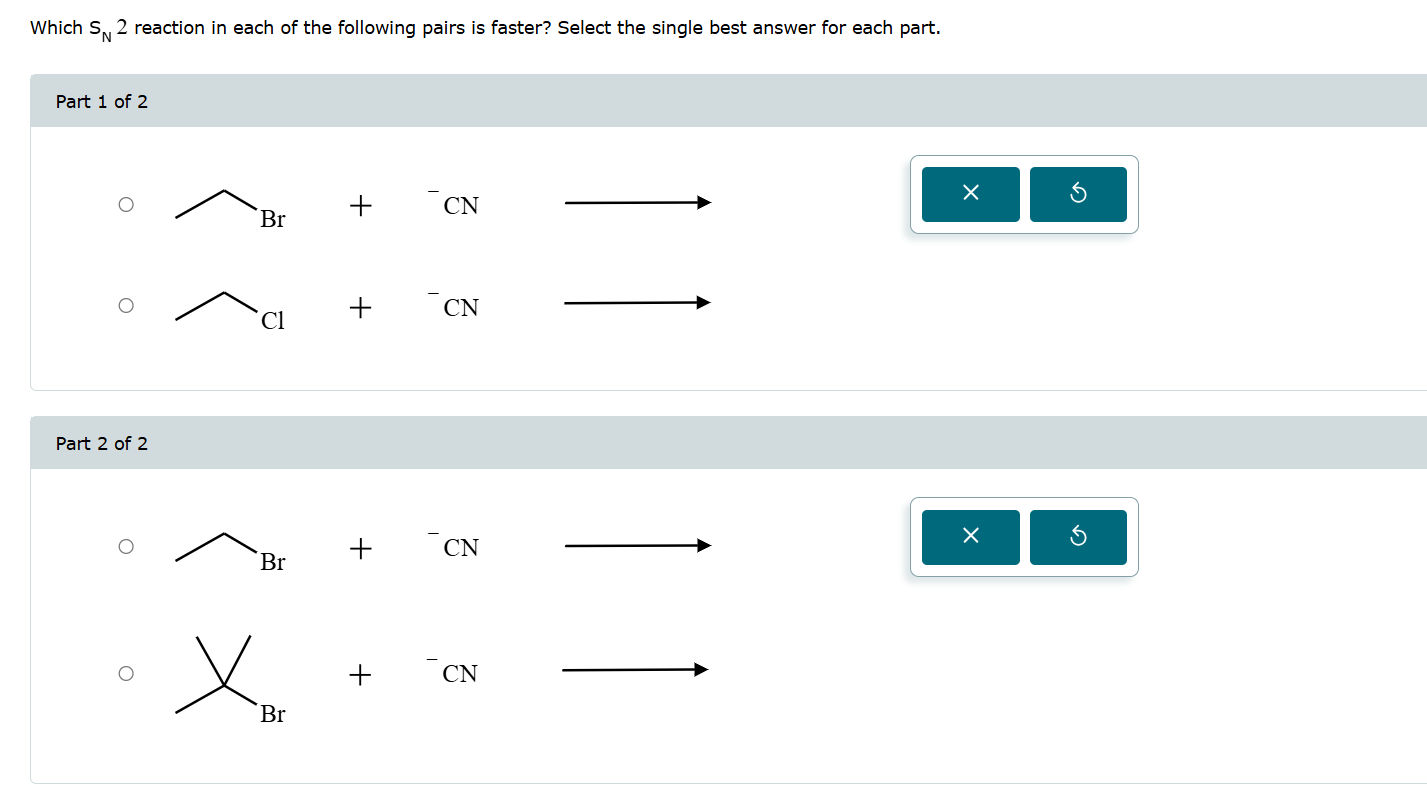 Solved Which SN2 ﻿reaction in ﻿each of ﻿the following pairs | Chegg.com