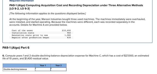 Solved Required information PA9-1 (Algo) Computing | Chegg.com