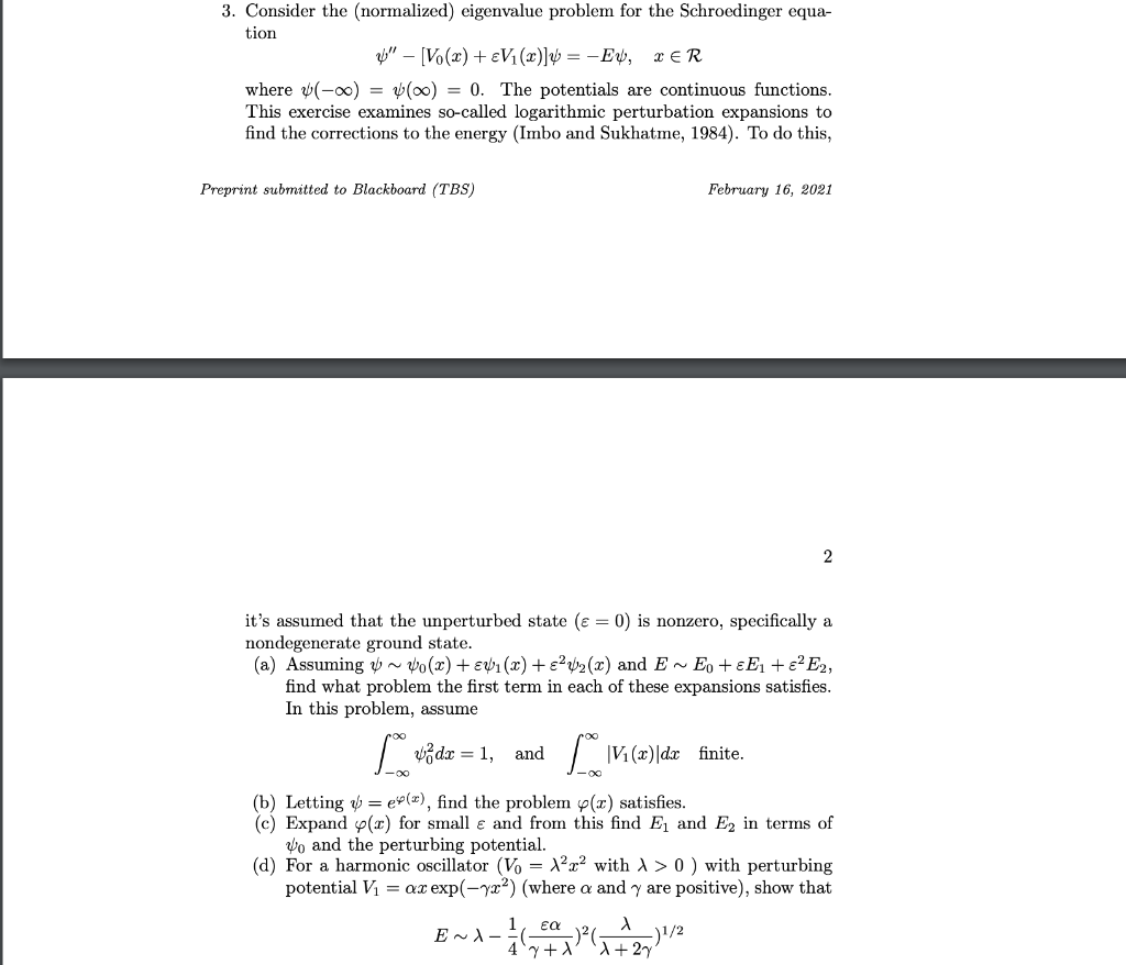 3. Consider the (normalized) eigenvalue problem for | Chegg.com