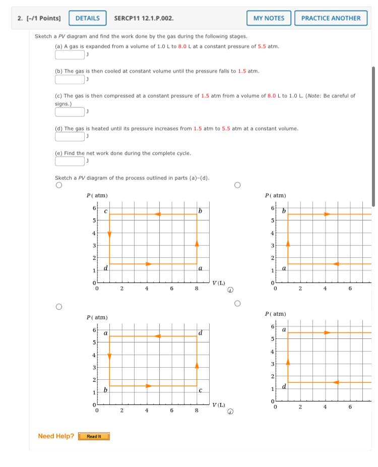 Solved iketch a PV diagram and find the work done by the gas | Chegg.com
