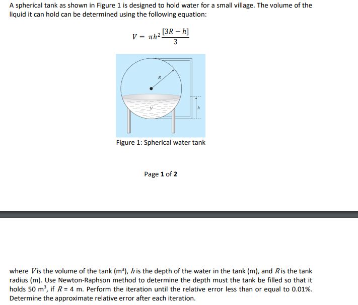 Solved A spherical tank as shown in Figure 1 is designed to | Chegg.com