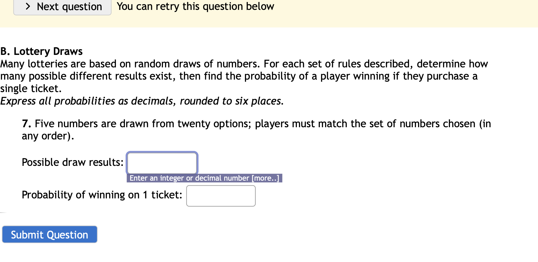 Solved Lottery Draws lany lotteries are based on random | Chegg.com