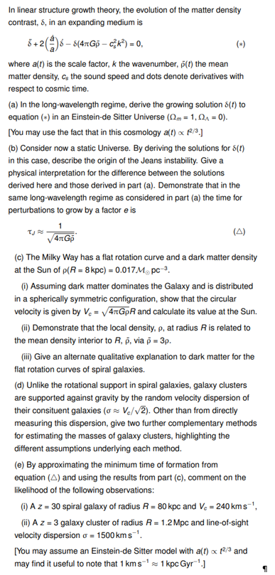 Solved In ﻿linear structure growth theory, the evolution of | Chegg.com