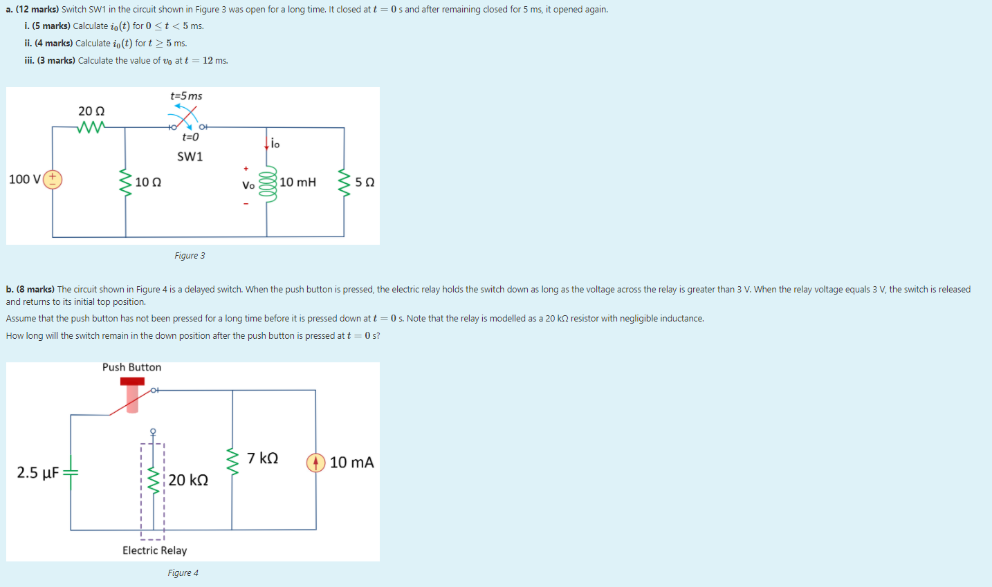 Solved a. (12 marks) Switch SW1 in the circuit shown in | Chegg.com