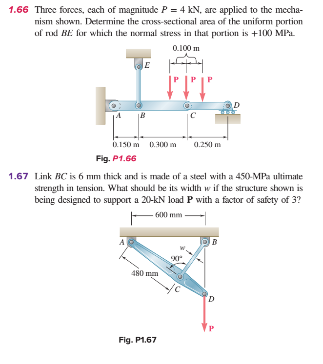 Solved 1.66 Three forces, each of magnitude P = 4 kN, are | Chegg.com