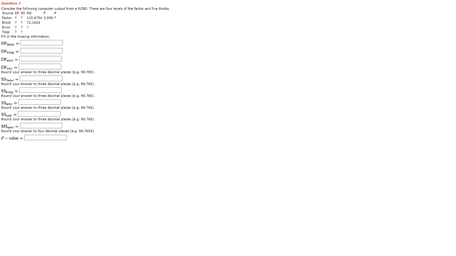 Solved Question 3 Consider the following computer output | Chegg.com