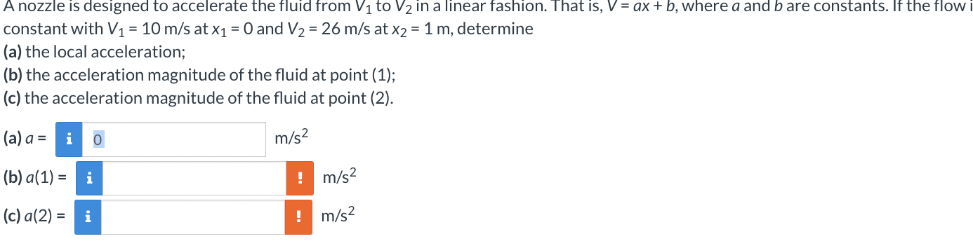 Solved A nozzle is designed to accelerate the fluid from V1 | Chegg.com