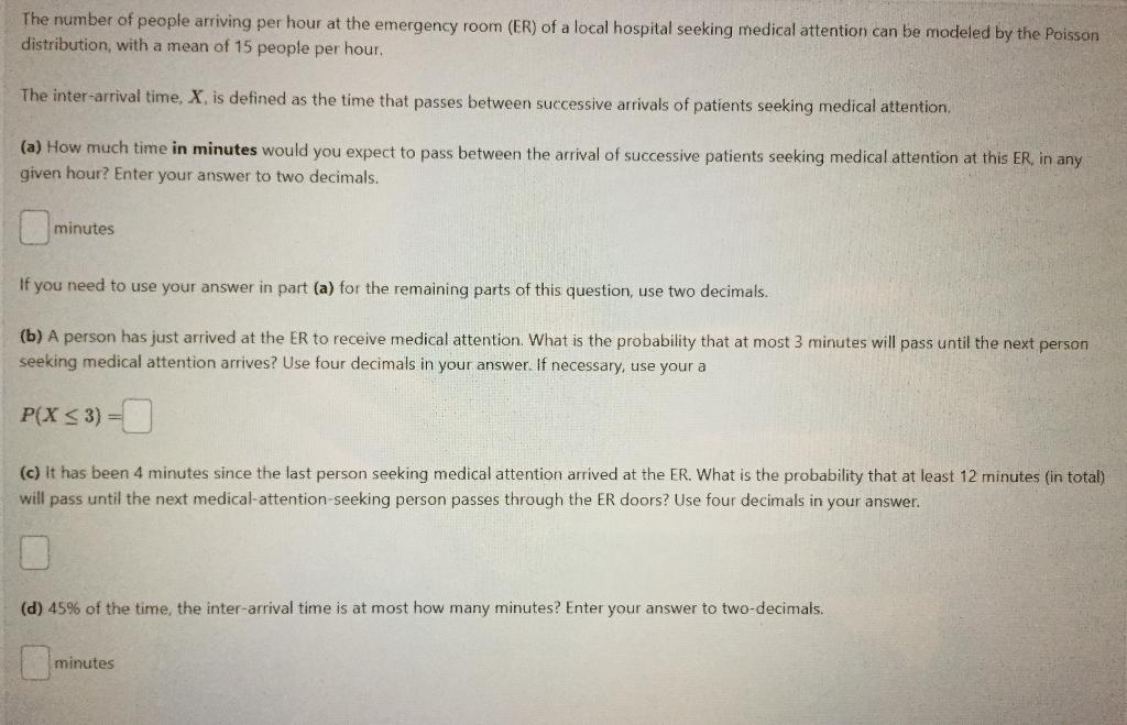 Solved The number of people arriving per hour at the | Chegg.com