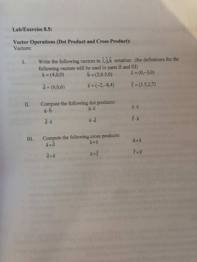 Solved Lab/Exercise 8.5: Vector Operations (Dot Product and | Chegg.com