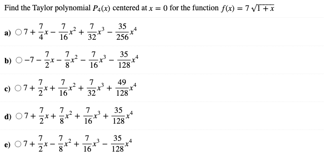 Solved Find the Taylor polynomial P4(x) centered at x = 0 | Chegg.com