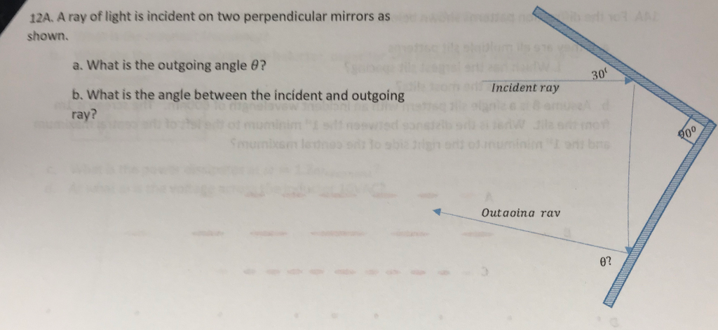 Solved 12A. A ray of light is incident on two perpendicular | Chegg.com