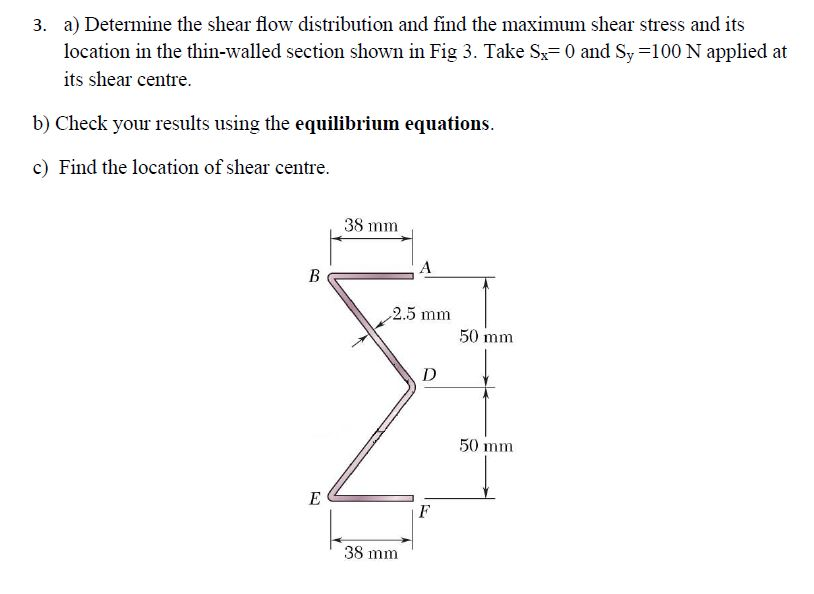 Solved a) Determine the shear flow distribution and find the | Chegg.com